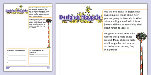 Design a Maypole Worksheet - KS1 (Hecho por educadores)
