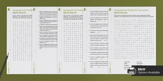 Geographical Fieldwork Equipment Word Search (Teacher-Made)