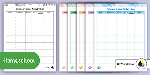 Extracurricular Activity Log for Homeschool (teacher made)