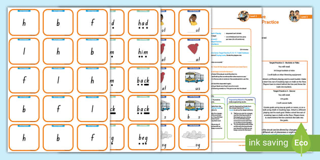 Physically Active Level 2 Phonics Game: Target Practice 'h', 'b', 'f', 'l'