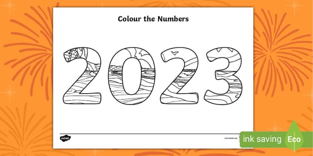 Colour the Numbers New Year 2023 Mindfulness Colouring Page