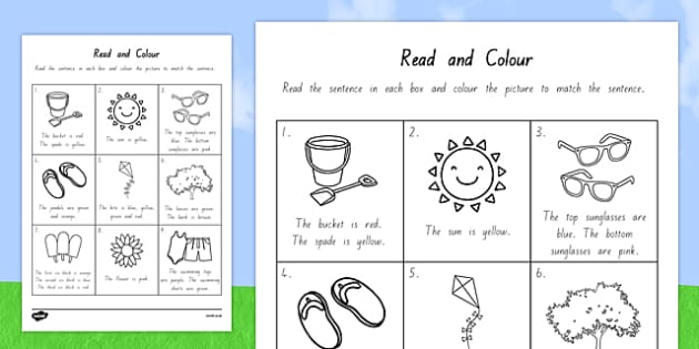 Summer Read and Colour Worksheet (Teacher-Made)