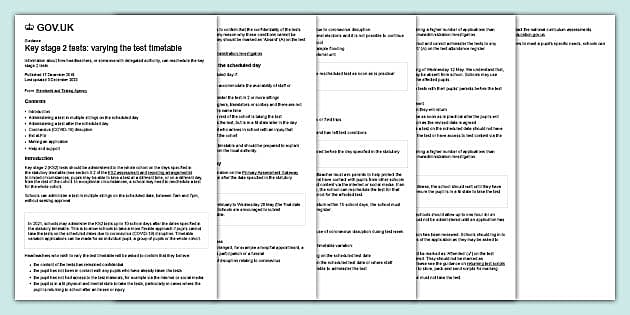 FREE! - Key Stage 2 Tests: Varying the Test Timetable