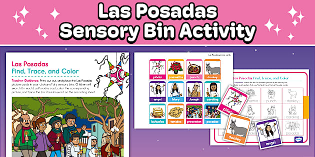 Las Posadas Find, Trace, and Color Sensory Bin Hunt Activity