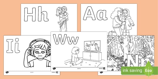Alphabet Coping Skills Colouring Pages - Twinkl