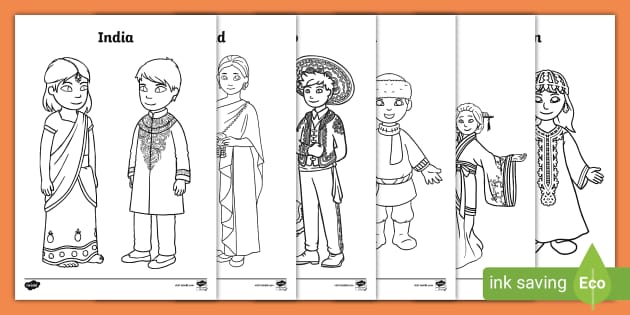 Children Around the World Colouring Sheet - Twinkl
