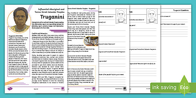Truganini Differentiated Reading Comprehension Activity
