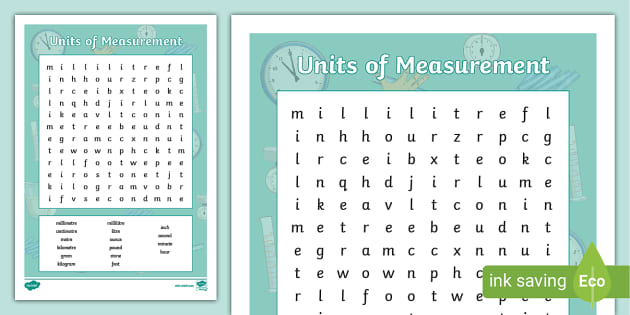 👉 Units of Measurement Word Search (teacher made)