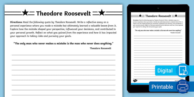 Eighth Grade Theodore Roosevelt Writing Connection - Twinkl