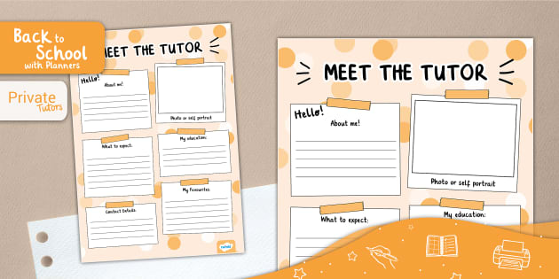 Meet The Tutor Sheet | Back To School | Orange Glow - Twinkl