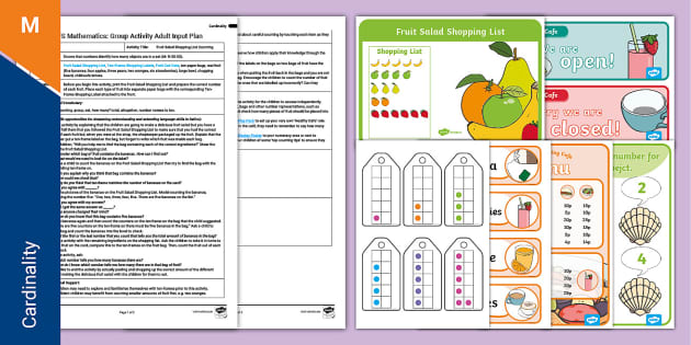 EYFS Maths: Fruit Salad Shopping List Counting Plan