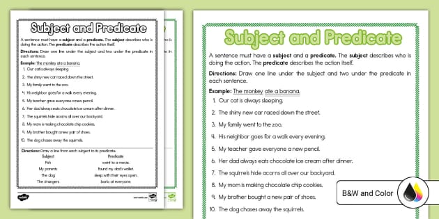 Second Grade Subject and Predicate Activity - Twinkl Second Grade Subject and Predicate Activity - Twinkl