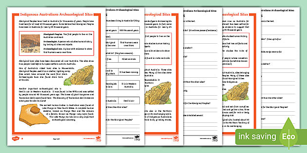 Aboriginal Archaeological Sites Reading Comprehension