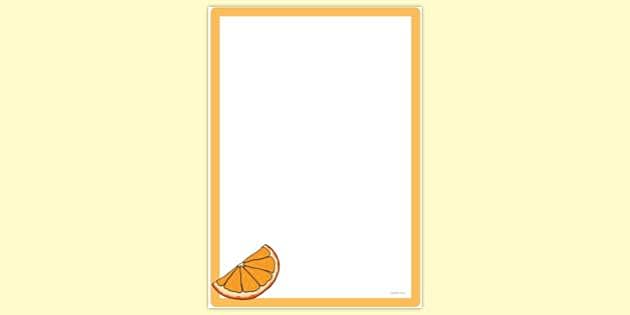 Simple Blank Orange Slice Page Border | Page Borders