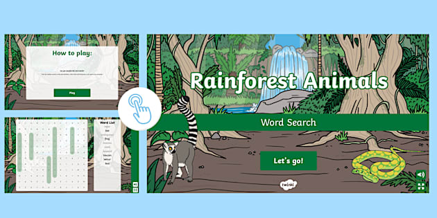 Rainforest Animals Interactive Word Search