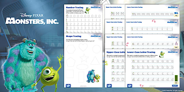 Monsters, Inc.: Letters, Numbers and Shapes Tracing Activity Pack