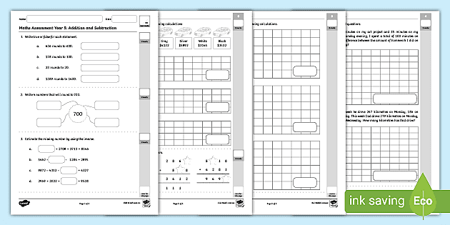 Maths Assessment Year 5: Addition and Subtraction - Twinkl