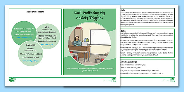 Staff Wellbeing Anxiety at Work Leaflet (teacher made)