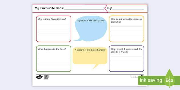 ESL My Favourite Book Worksheet (teacher made) - Twinkl