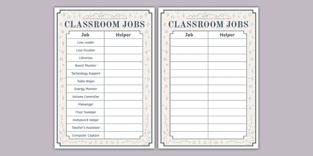 Celestial-Themed Class Jobs Display Poster (teacher made)