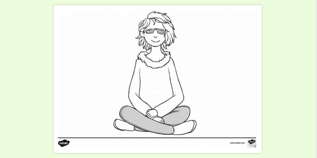 Child Sat Down Colouring Sheet | Colouring Sheets - Twinkl