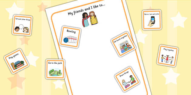 My Friends And I Like To Cut And Stick Activity - friendship