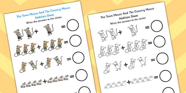 FREE! - The Town Mouse And The Country Mouse Addition Sheet