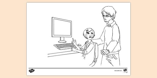 Child Telling An Adult Colouring | Colouring Sheets - Twinkl