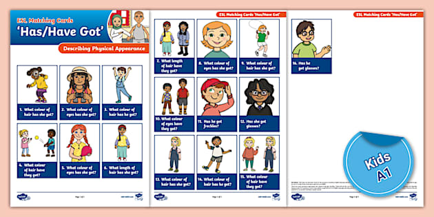 ESL Describing Physical Appearance Using 'Has/Have Got' [Kids, A1]