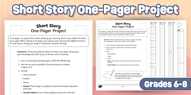 Short Story One Pager Project for 6th-8th Grade | Twinkl USA