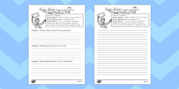 FREE! - Charlie Bucket Biography Writing Frame to Support Teaching on ...