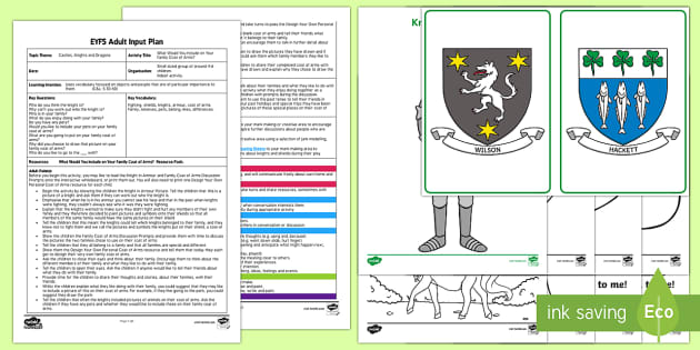 EYFS Coat of Arms Adult Input Plan and Resource Pack