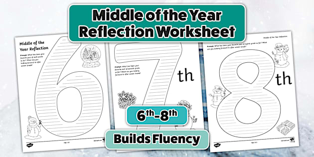 Middle of the Year Reflection Pages for 6th-8th Grade