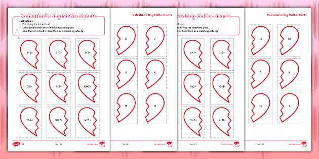 Valentine's Day Maths Hearts (Lehrer gemacht) - Twinkl