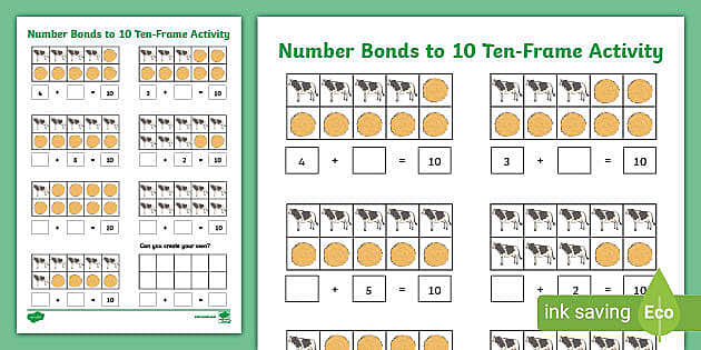👉 Number Bonds to 10 Farm Ten-Frame Activity