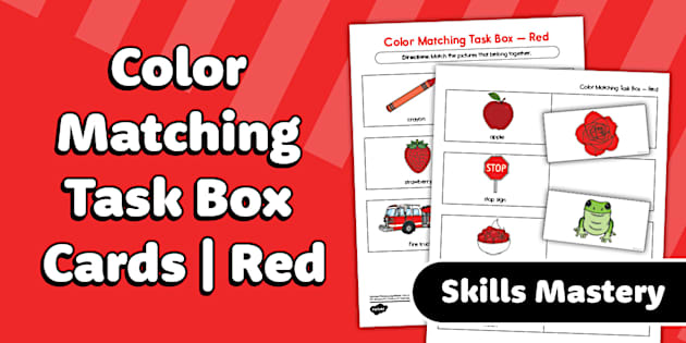 Color Matching Task Box Cards – Red