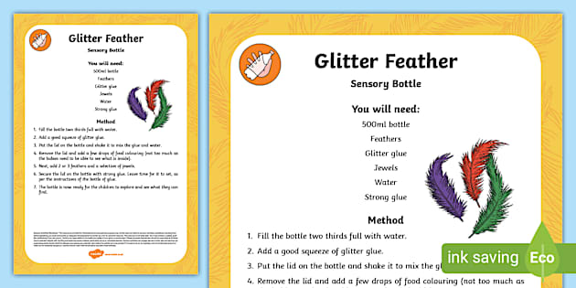 Glitter Feather Sensory Bottle - Twinkl