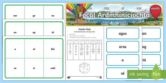 Focal Ardmhinicíochta sa Ghaeilge - High Frequency Words Display Pack ...