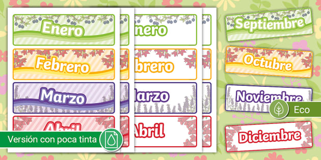 Etiquetas Meses del año Versión primavera - Twinkl