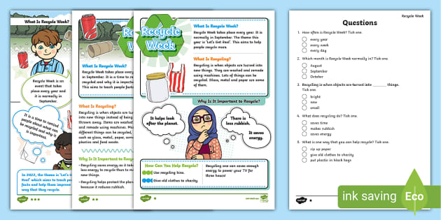 Recycling Week Reading Comprehension | Australian Curriculum