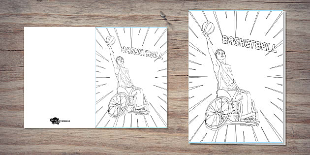 Paralympic Basketball Colouring Card | Twinkl Party - Twinkl