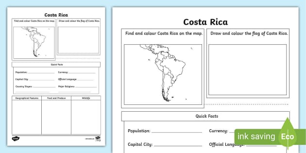 KS2 Costa Rica Research Activity (teacher made) - Twinkl