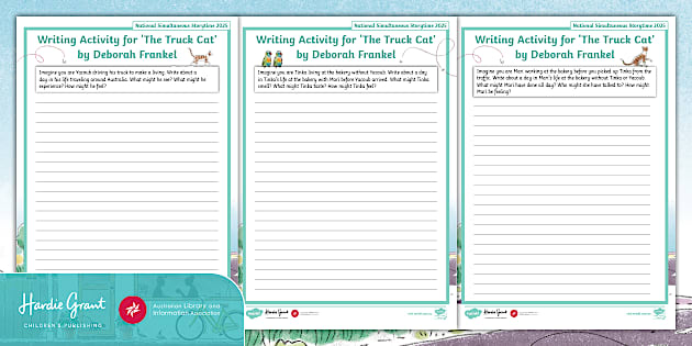FREE! - NSS Writing Activity for 'The Truck Cat' by Deborah Frankel