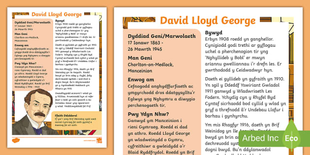 Ffeil Ffeithiau David Lloyd George (teacher made) - Twinkl