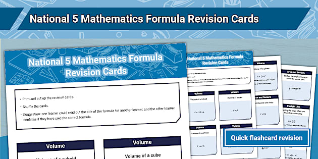 National 5 Mathematics Formula Revision Cards