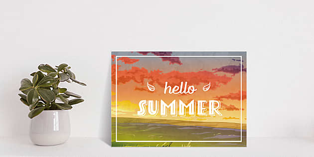 Hello Summer Sunset Postcard | Twinkl Party - Twinkl