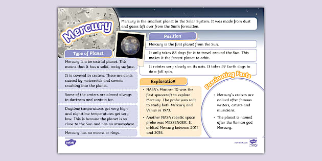 KS1 Mercury Fact File - KS1 (teacher made) - Twinkl