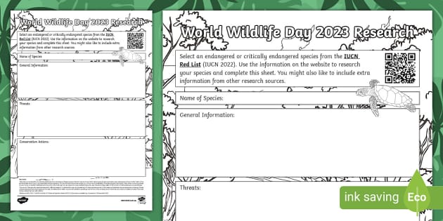World Wildlife Day 2023 Research Activity Sheet Years 3-6