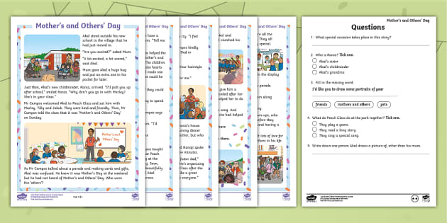 Year 2 Mother's and Others' Day Differentiated Reading Comprehension ...