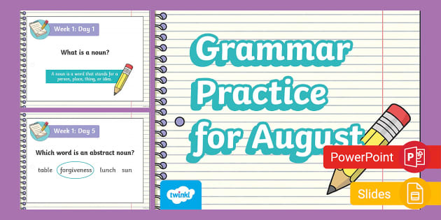 Daily Grammar Practice for August PowerPoint & Google Slides